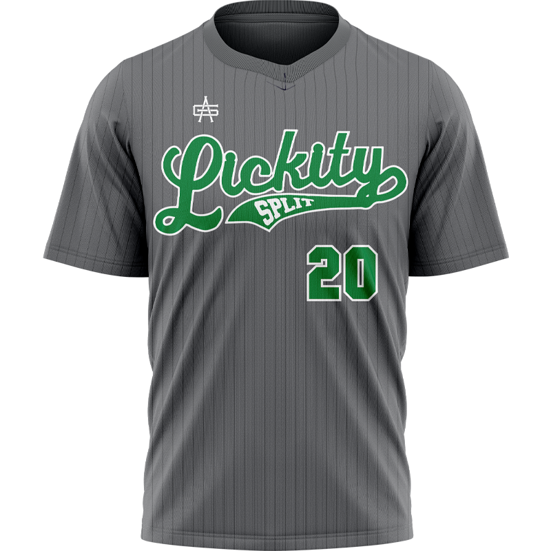 Lickity Split Softball Gray V Neck - Gutsy Athletic
