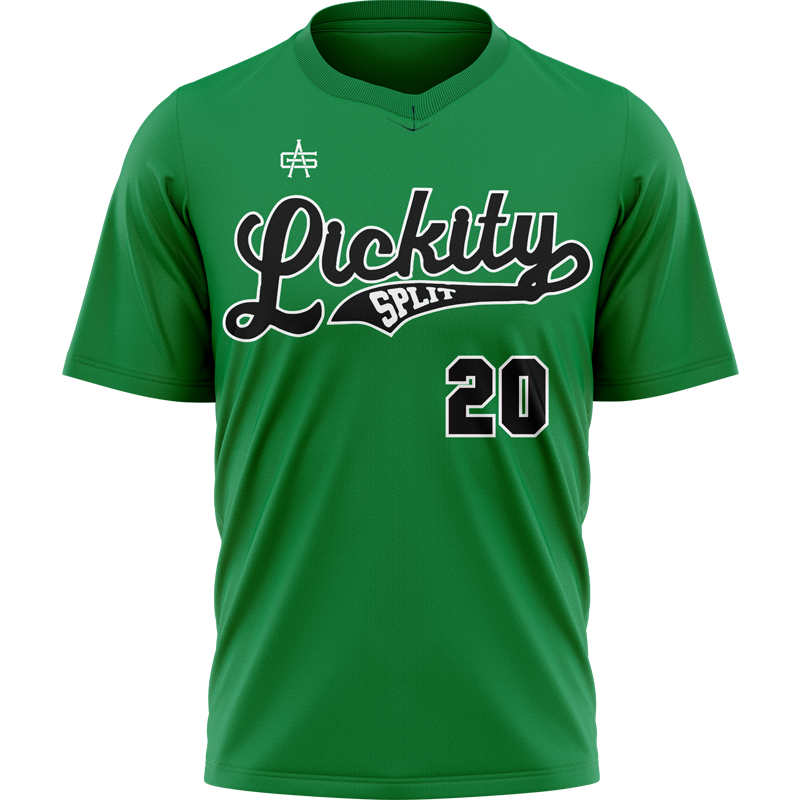 Lickity Split Softball Green V Neck - Gutsy Athletic